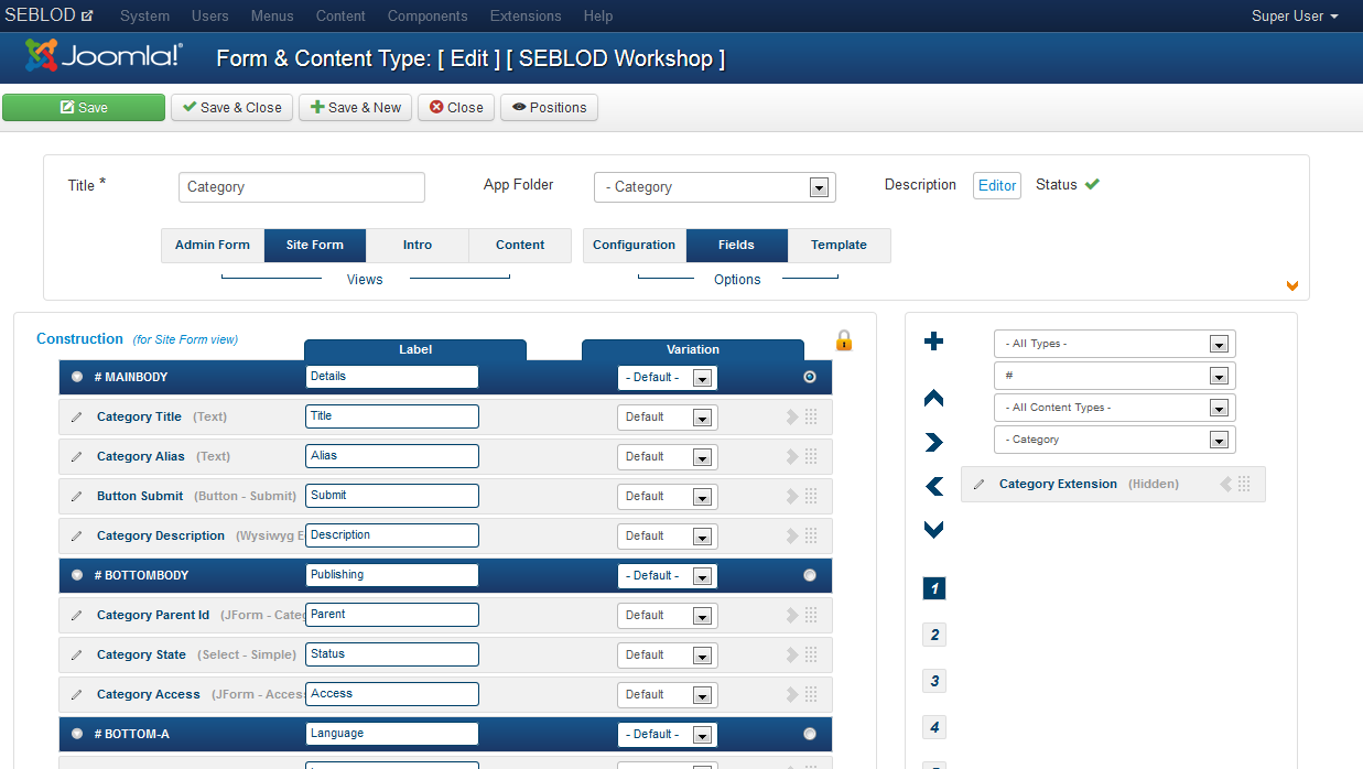 Displaying front-end Joomla! Category Form