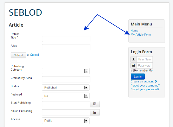 Displaying front-end Joomla! Article Form