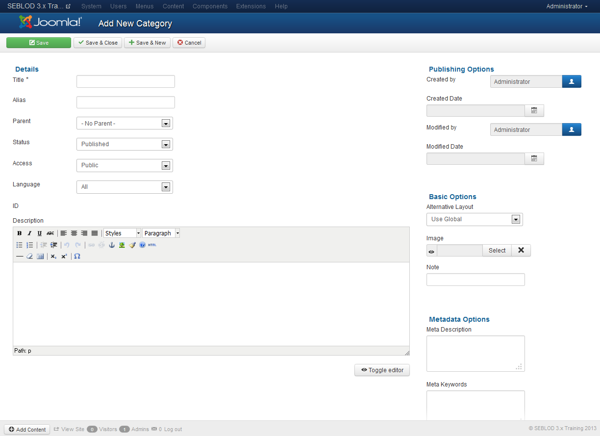 Adding 3 Custom Fields to a Joomla! Category